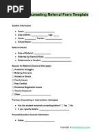 Counseling Referral Form Template PDF | PDF