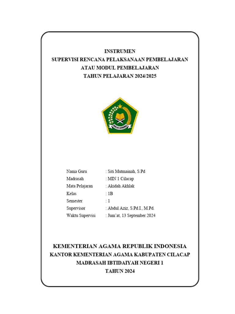 Instrumen Supervisi RPP | PDF