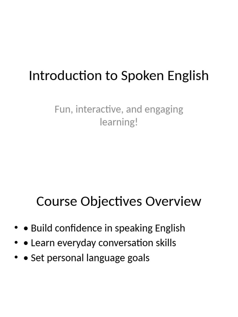Introduction to Spoken English Course | PDF | English Language | Vocabulary