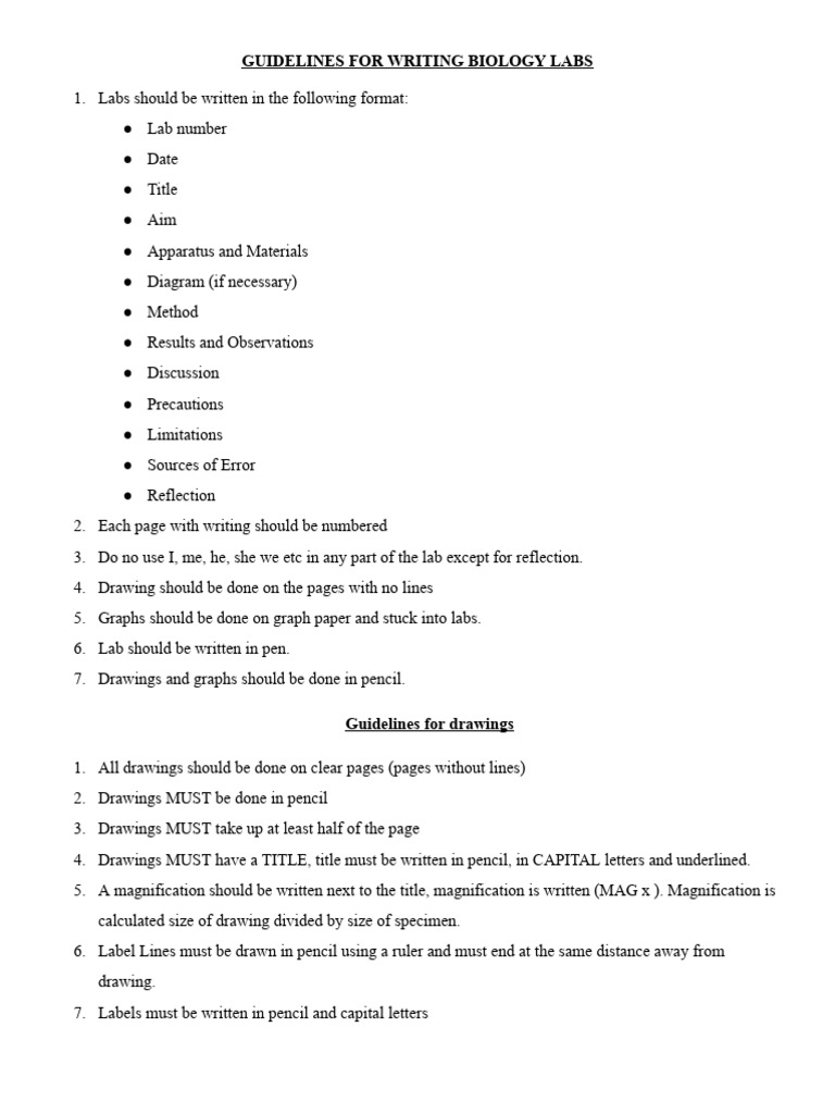 Guidelines For Writing Biology Labs | PDF