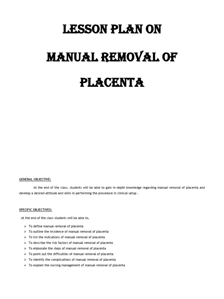 Manual Removal of Placenta | PDF | Uterus | Placenta