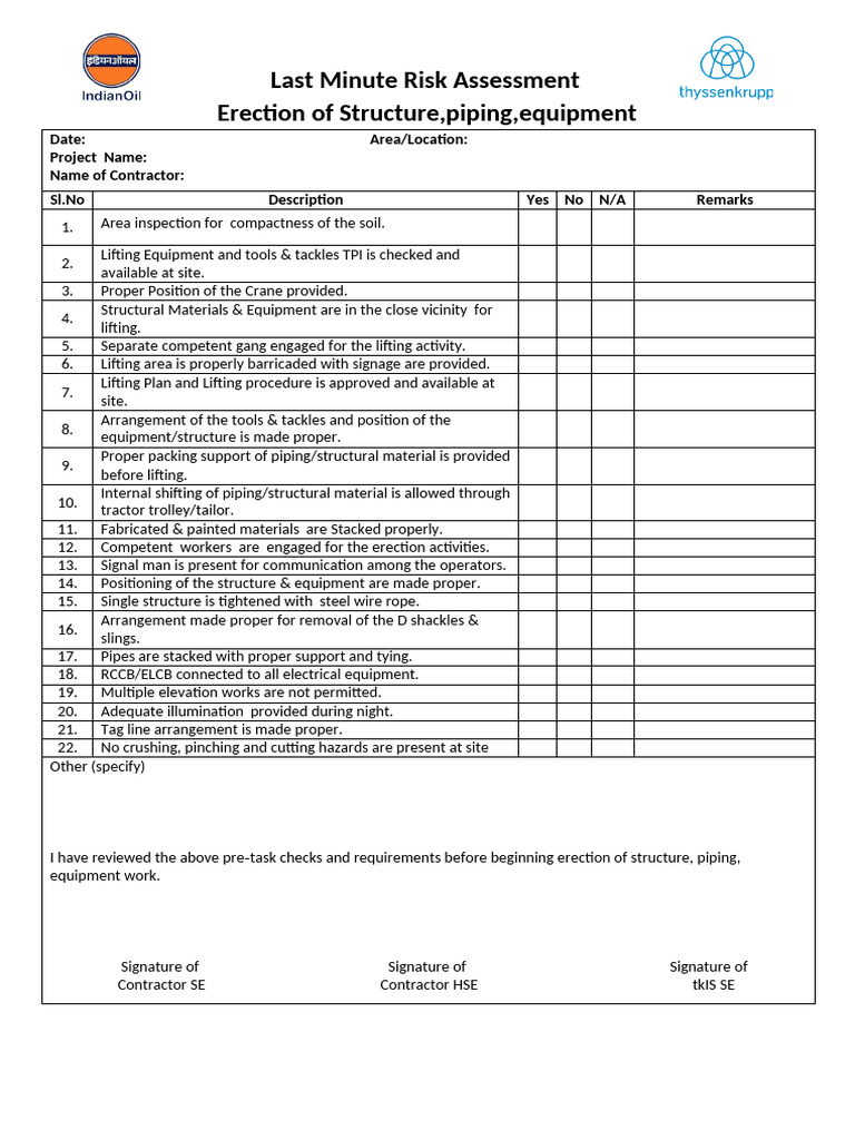 LMRA Erection of Structure, Piping, Equipment | PDF