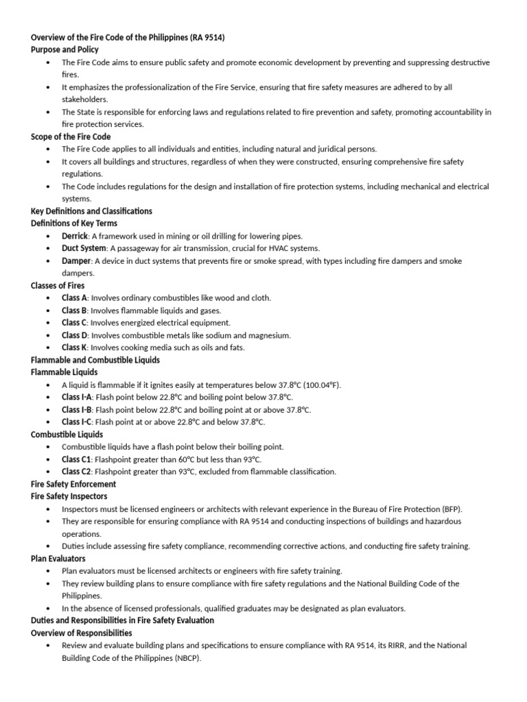 Fire Code of the Philippines Overview | PDF | Fire Safety | Safety