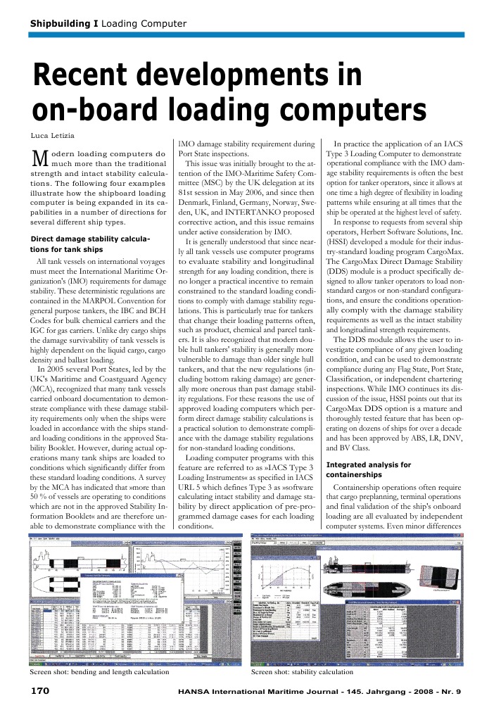 Recent Developments in Loading Computers | PDF | Water Transport | Shipping