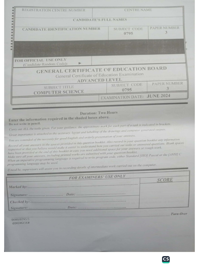 CSC 2024 P3 | PDF