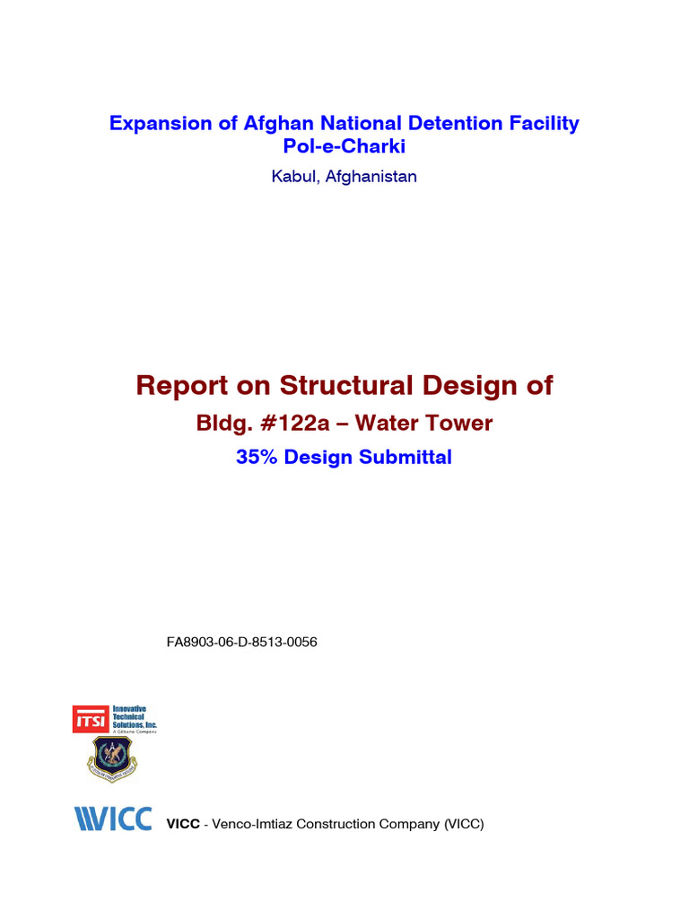 Water Tower Design for Afghan Detention Facility | PDF | Structural ...