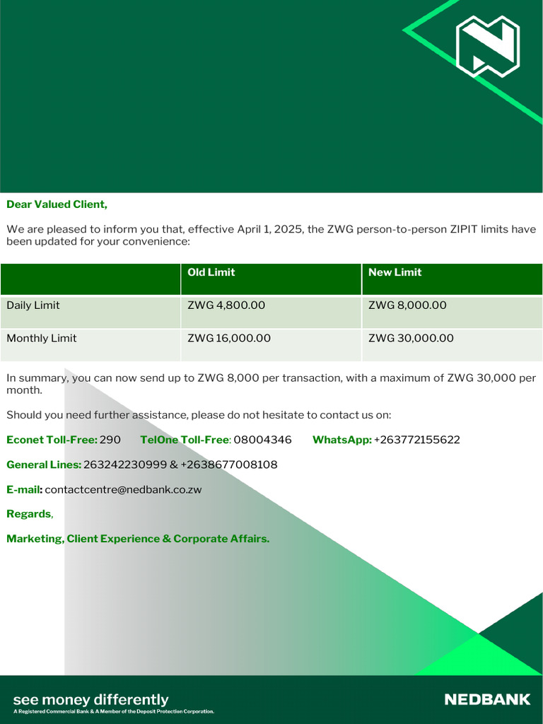 Client Notice - Review of Zipit Limits - MKTG040425 | PDF