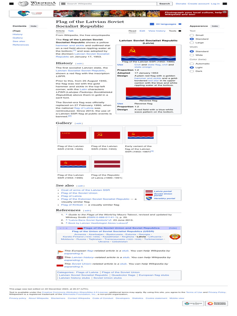Flag of The Latvian Soviet Socialist Republic - Wikipedia | PDF ...