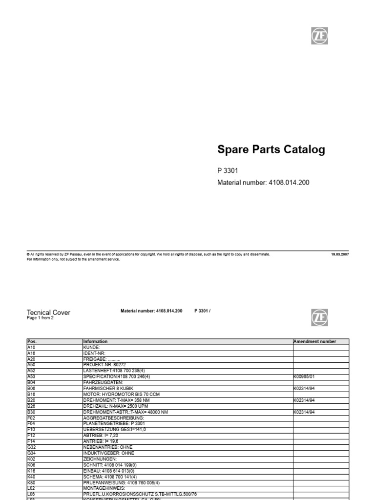 ZF减速机P3301 | PDF | Machines | Manufactured Goods