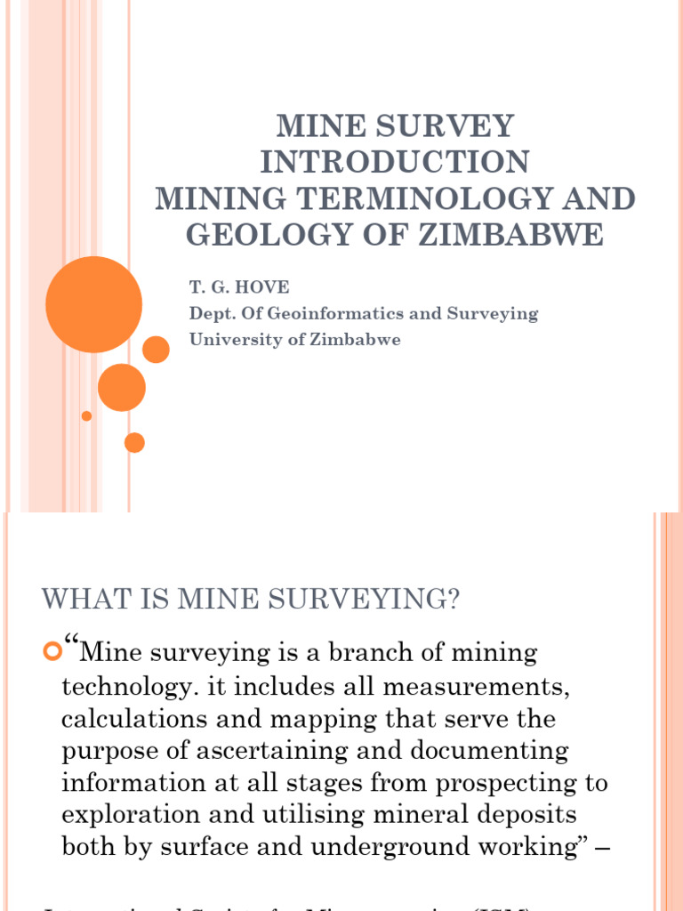 MINE SURVEY - Terminology and Geology of Zimbabwe | PDF | Mining | Ore