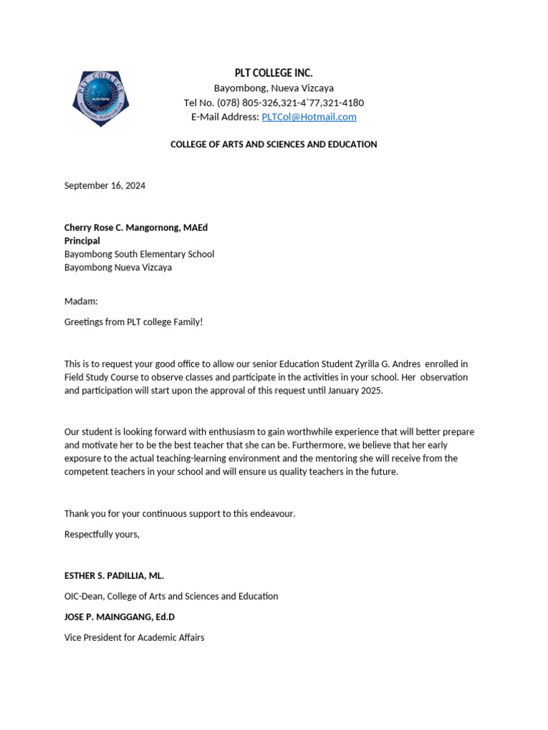 Request for Student Observation Approval | PDF