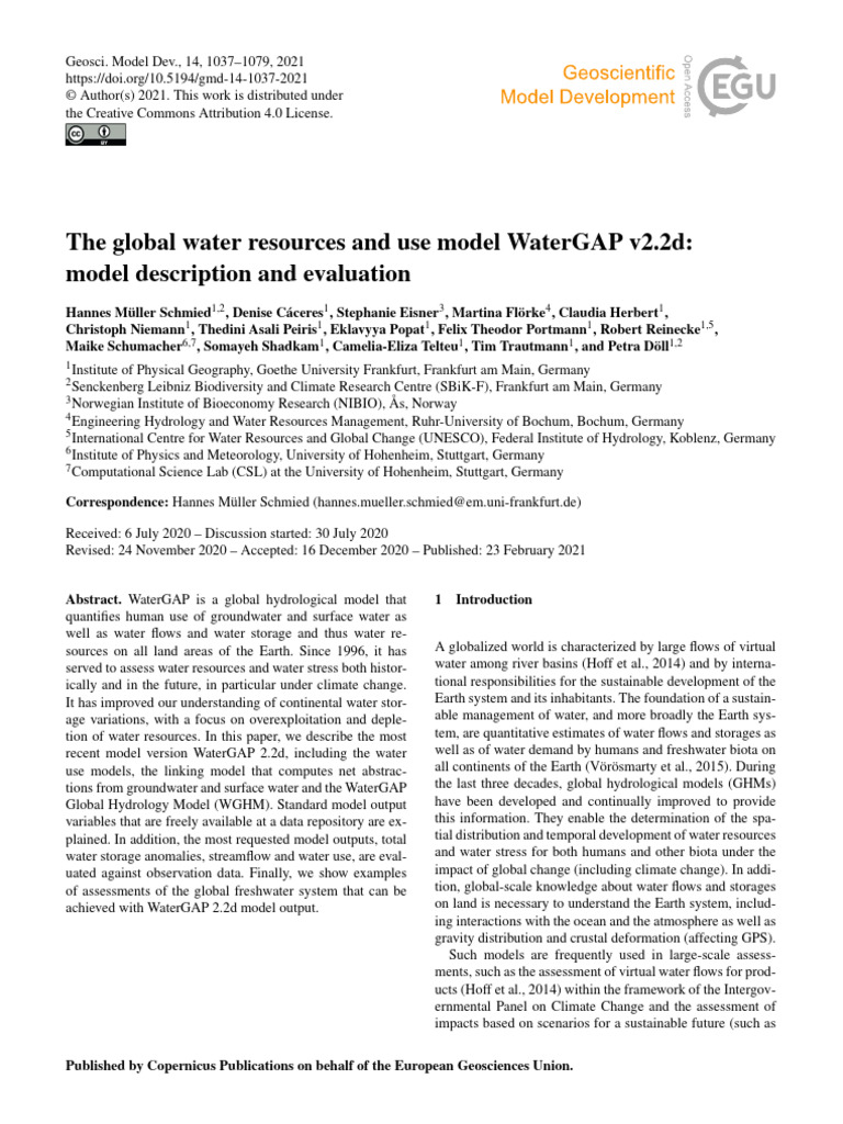 The Global Water Resources and Use Model WaterGAP v2.2d | PDF ...