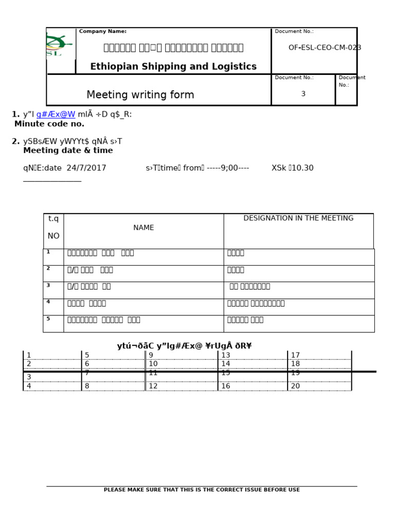 Meetinig Writting Form | PDF