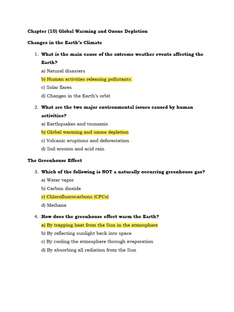 Chapter (10) Global Warming and Ozone Depletion | PDF | Greenhouse Gas ...