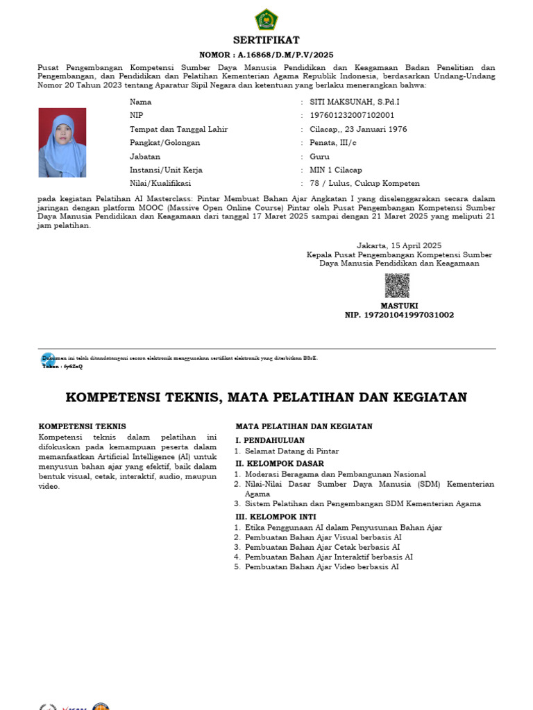 Certifikat Pintar Ia Mebuat Bahan Arar | PDF