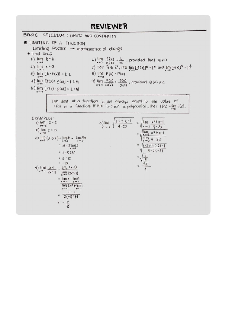 Basic Calculus Reviewer | PDF