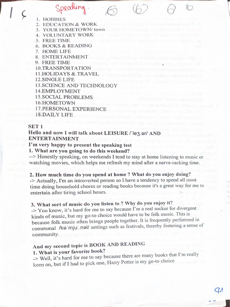 c1 Speaking Part 1 | PDF