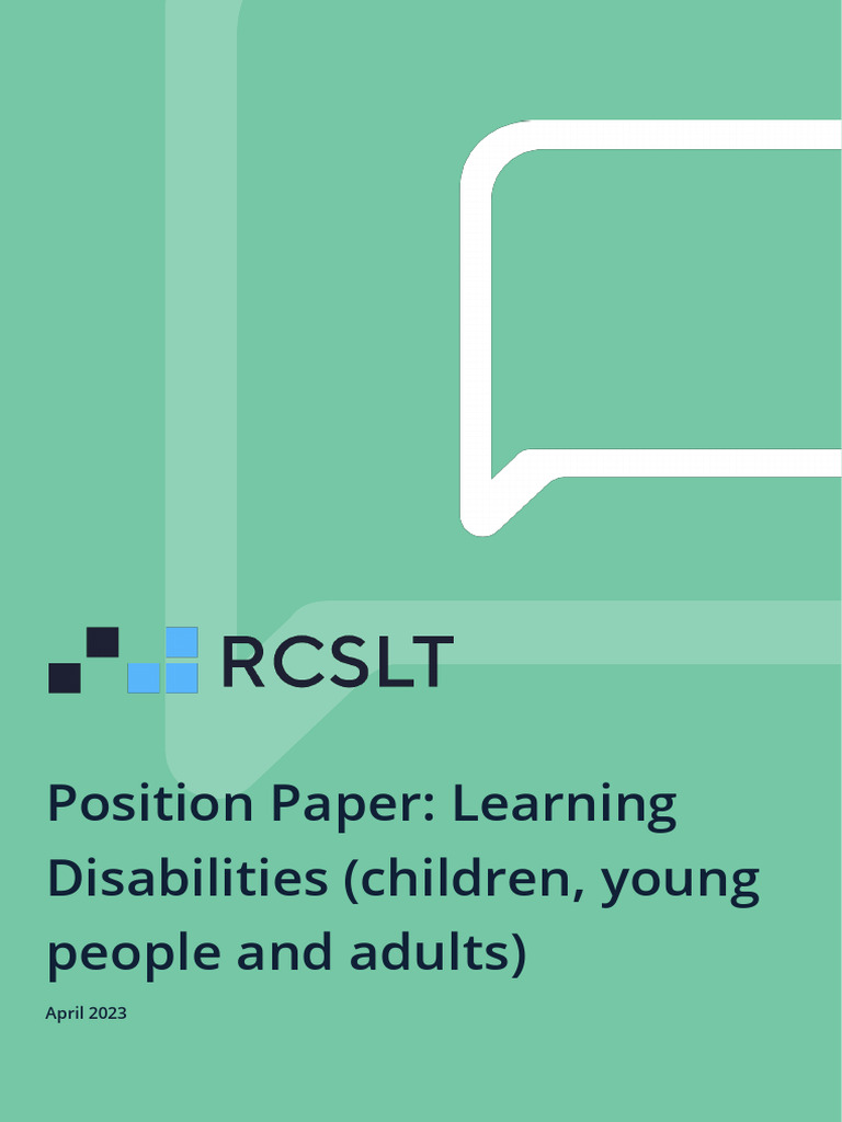 RCSLT Learning Disability Position Paper 2023 | PDF | Dementia | Learning Disability