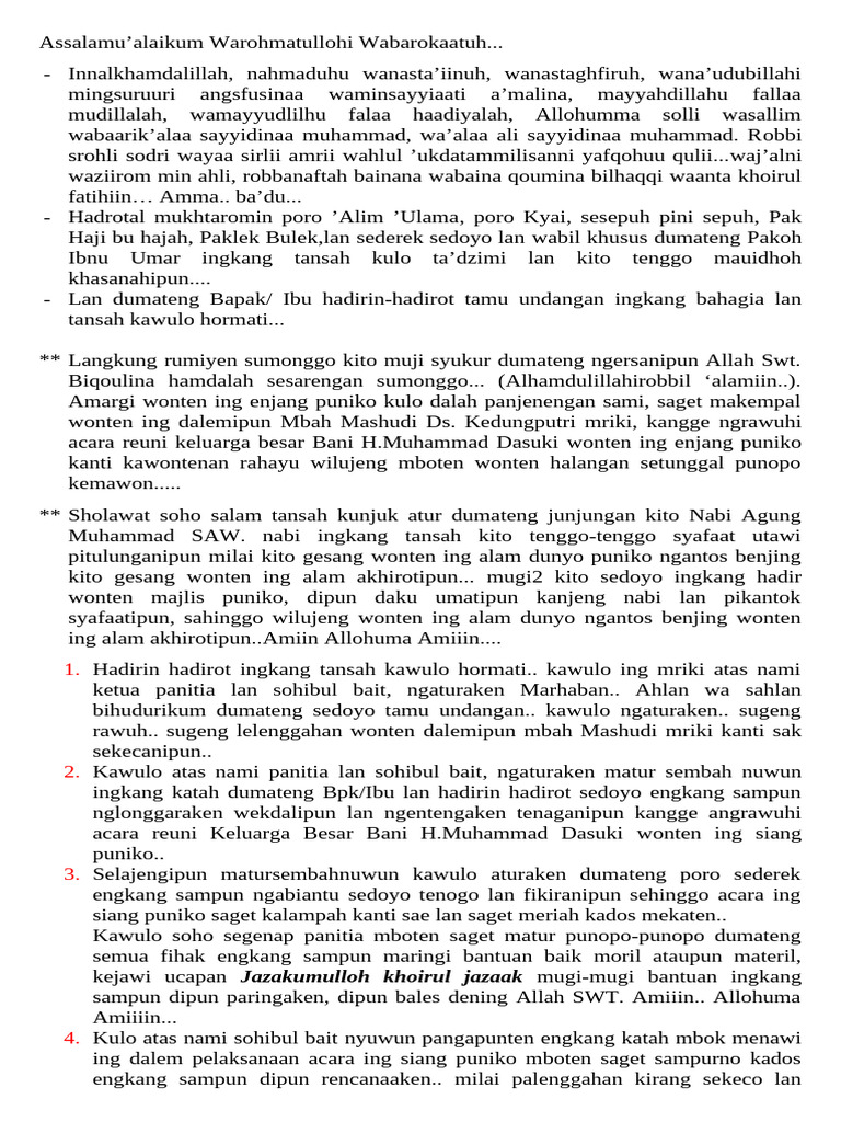Sambutan Reuni Keluarga H. Muhammad Dasuki | PDF