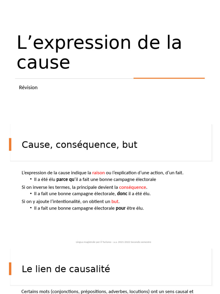7-Lexpression de La Cause 21-22 | PDF | Clause | Grammaire