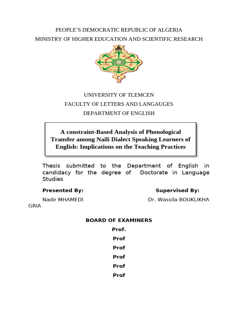 Thesis | PDF | Second Language Acquisition | Second Language