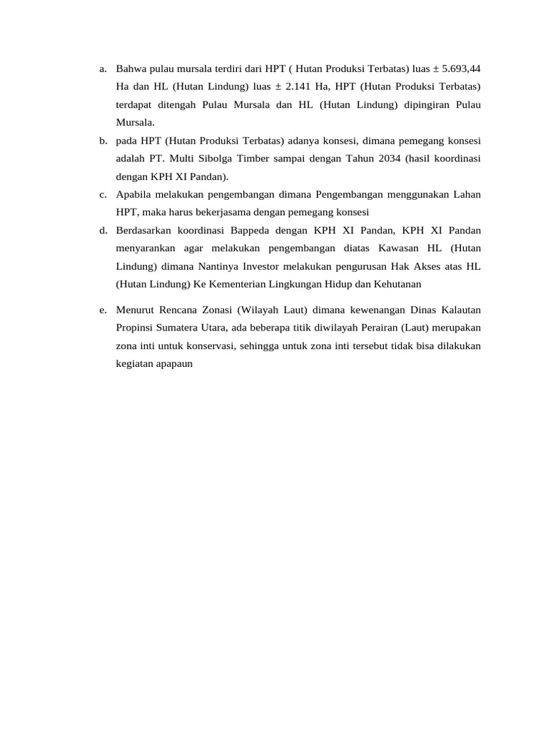 Pengelolaan Hutan Pulau Mursala dan Zonasi | PDF