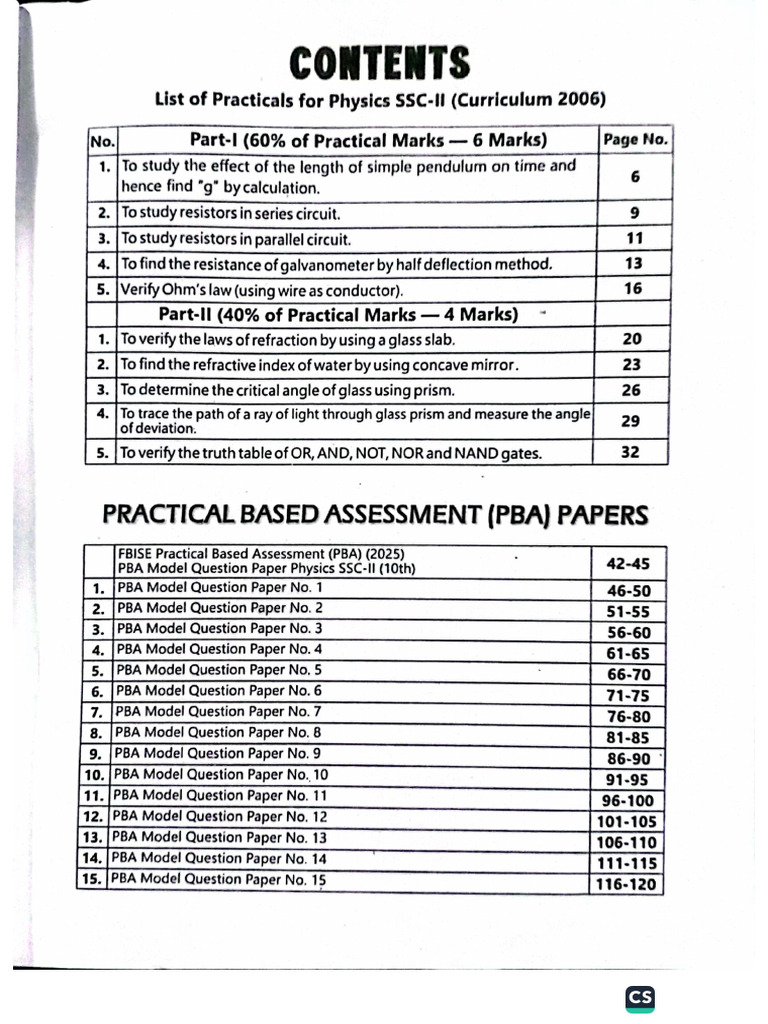 10th Practical Base Pba Physics | PDF