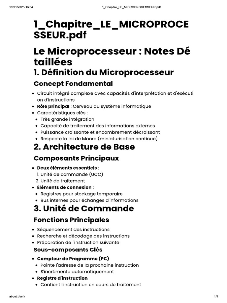 1 Chapitre Le Microprocesseur Recap1 | PDF