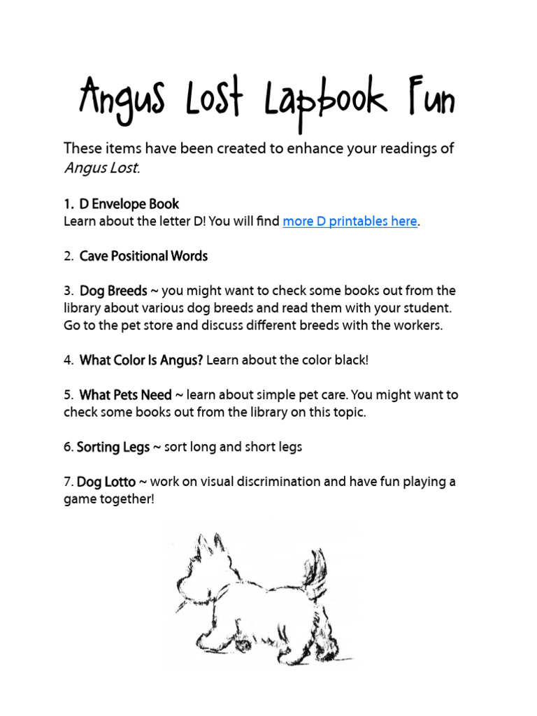 Angus Lost Lapbook Complete | PDF | Dogs | Animals And Humans