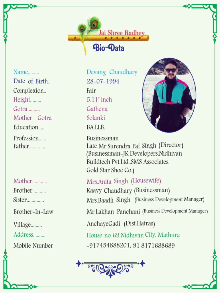 Devang Chaudhary Biodata | PDF