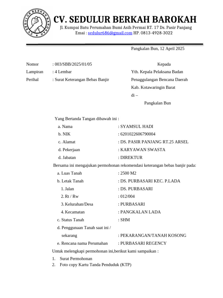 Surat Permohonan BPBD | PDF