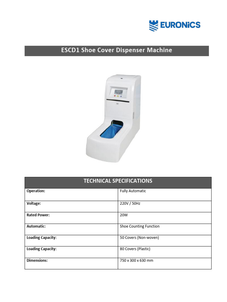 Escd1 Shoe Cover Machine | PDF