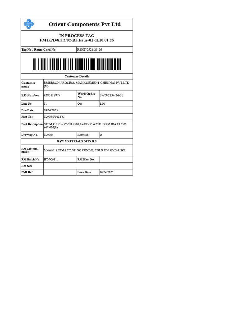 Orient in Process Tag 1 | PDF