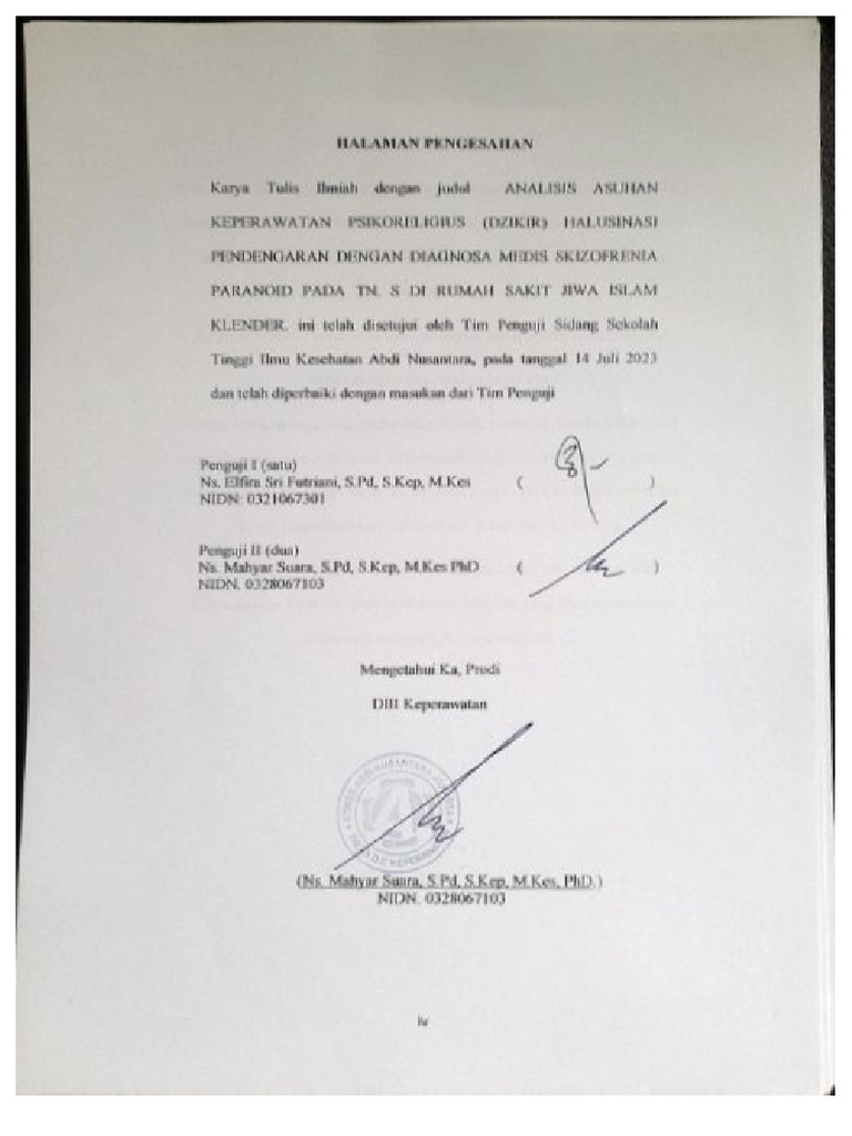 Hal. Pengesahan | PDF