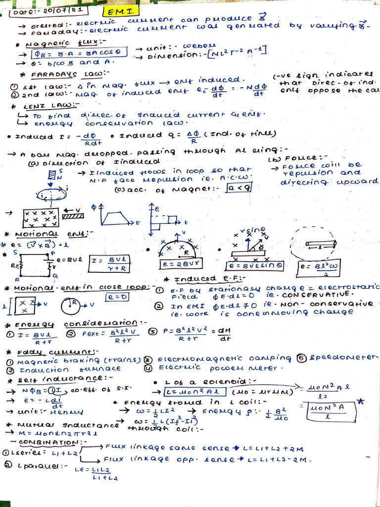 Electromagnetic Induction Physics 12th SHORT Notes by Om Mishra | PDF