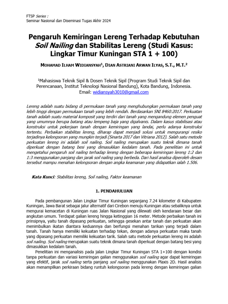 Pengaruh+Kemiringan+Lereng+Terhadap+Kebutuhan+Soil+Nailing+Dan+Stabilitas+Lereng+(Studi+Kasus ...