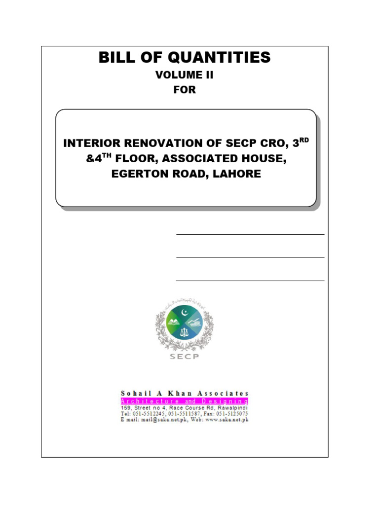 BOQ-VOL-II | PDF | Concrete | Masonry