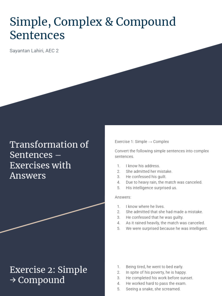 Simple, Complex & Compound Sentences | PDF