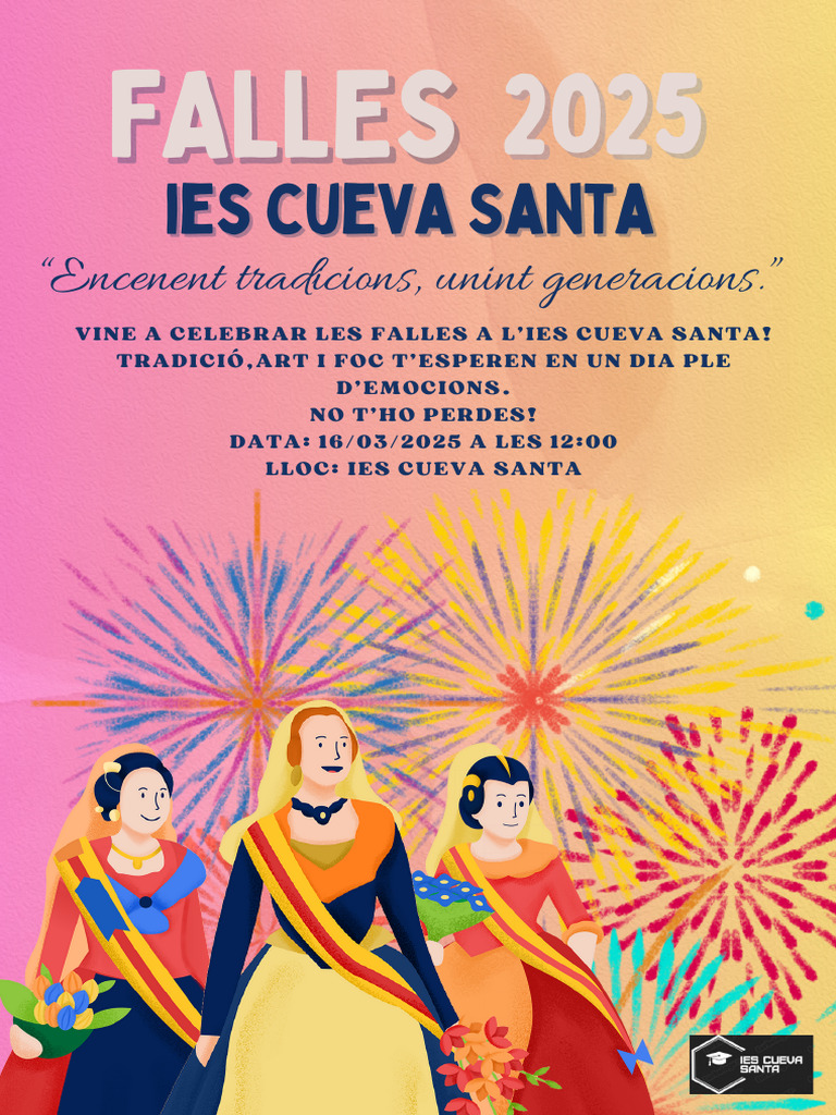 Cartel Fallas de Valencia Dibujo de Faller Ilustrado Festivo Amarillo y ...