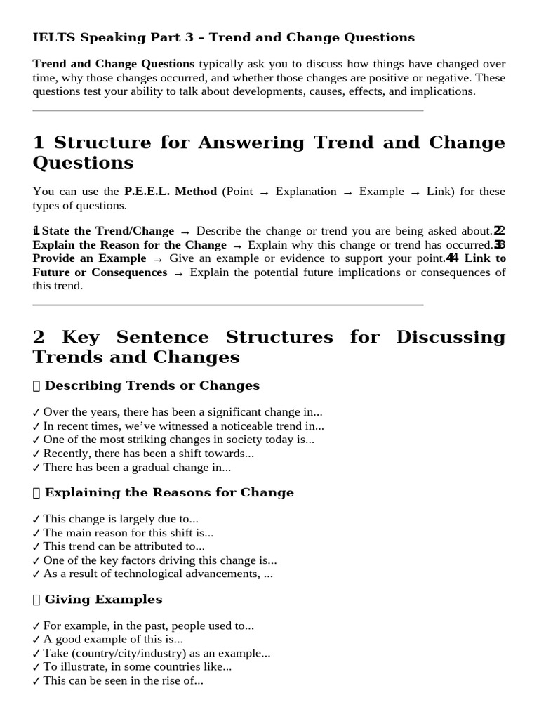 IELTS Speaking: Trend and Change Guide | PDF | Health Care ...