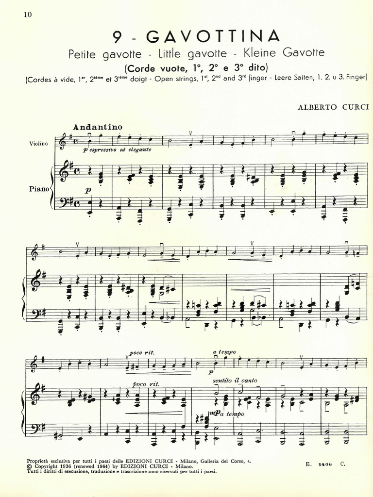 GAVOTTINA CURCI Piano Part | PDF