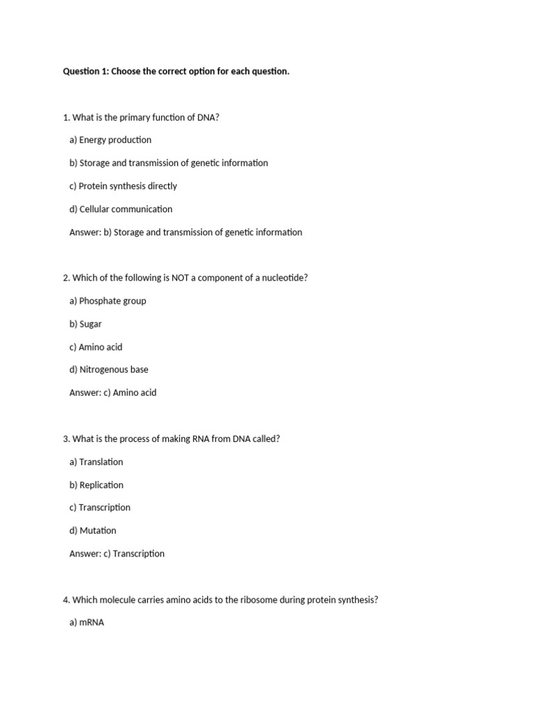 Molecular Biology and Bioinformatics Paper | PDF | Rna | Translation ...