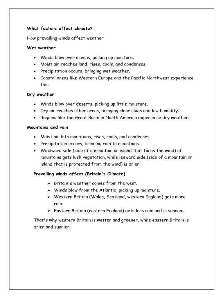 Factors Affect Climate (Notes) | PDF