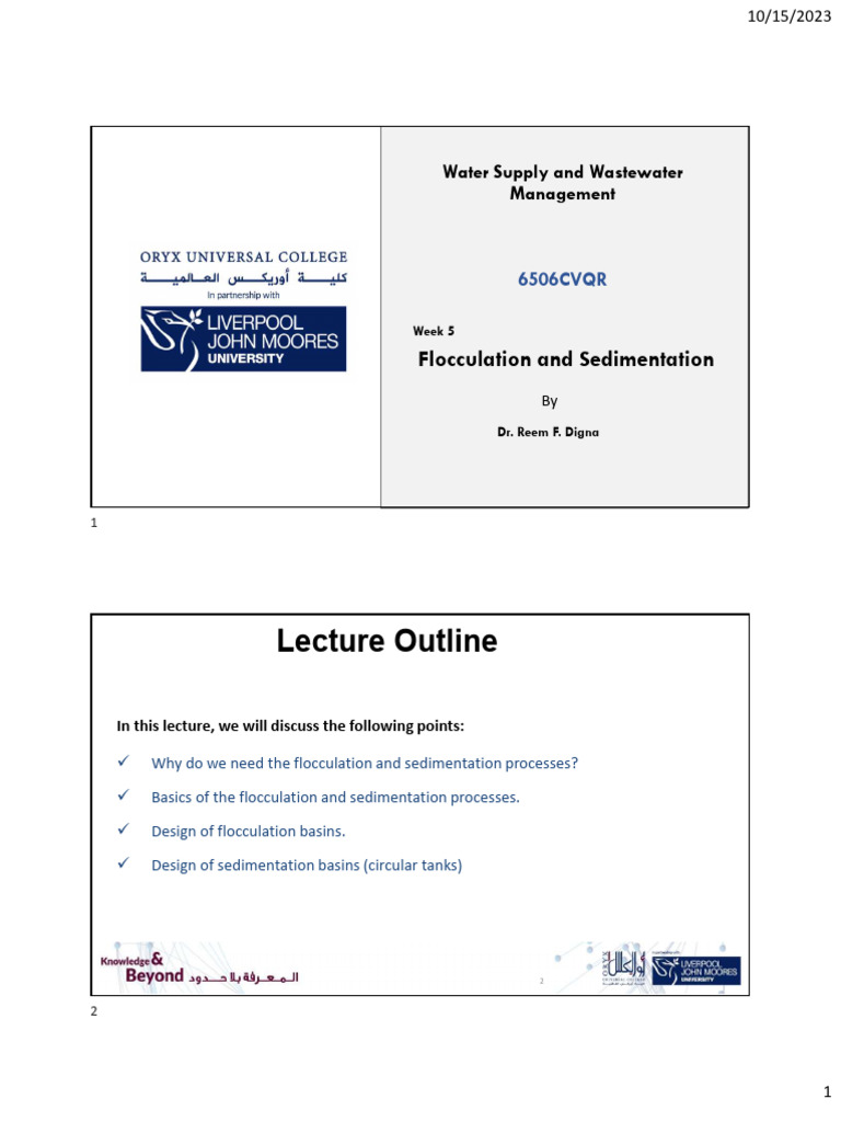 Flocculation and Sedimentation Design Guide | PDF | Fluid Mechanics ...