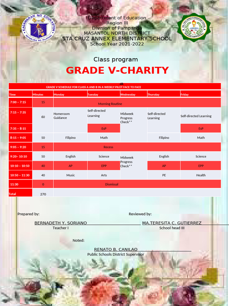 Class Program Grade 5 Charity | PDF
