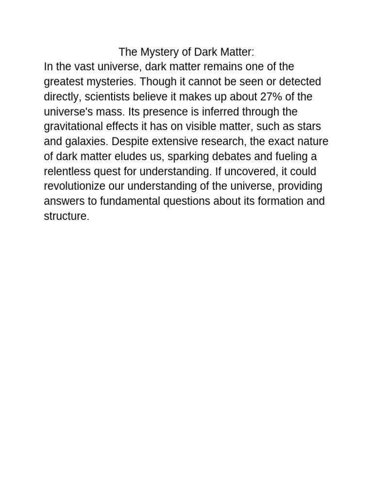 The Mystery of Dark Matter | PDF