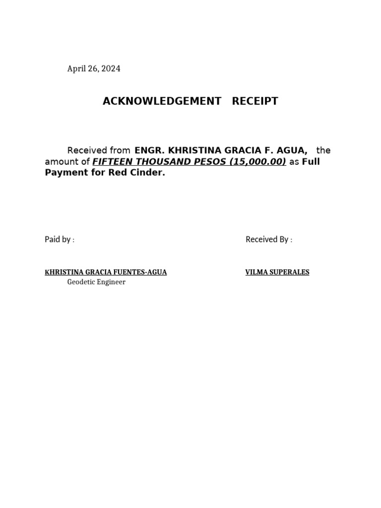 Acknowledgement Receipt | PDF
