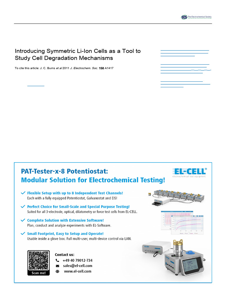 Introducing Symmetric Li-Ion Cells As A Tool To Study Cell | PDF ...