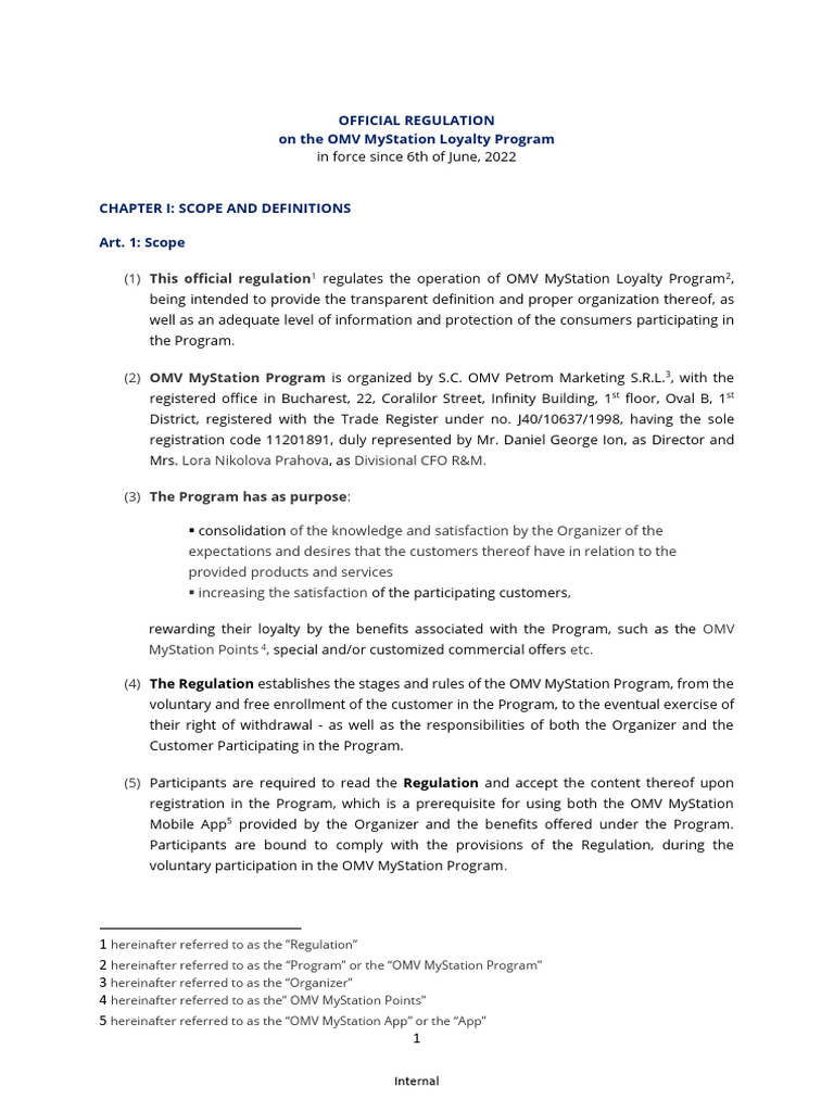 Regulation of Omv Mystation | PDF | Mobile App | Application Software
