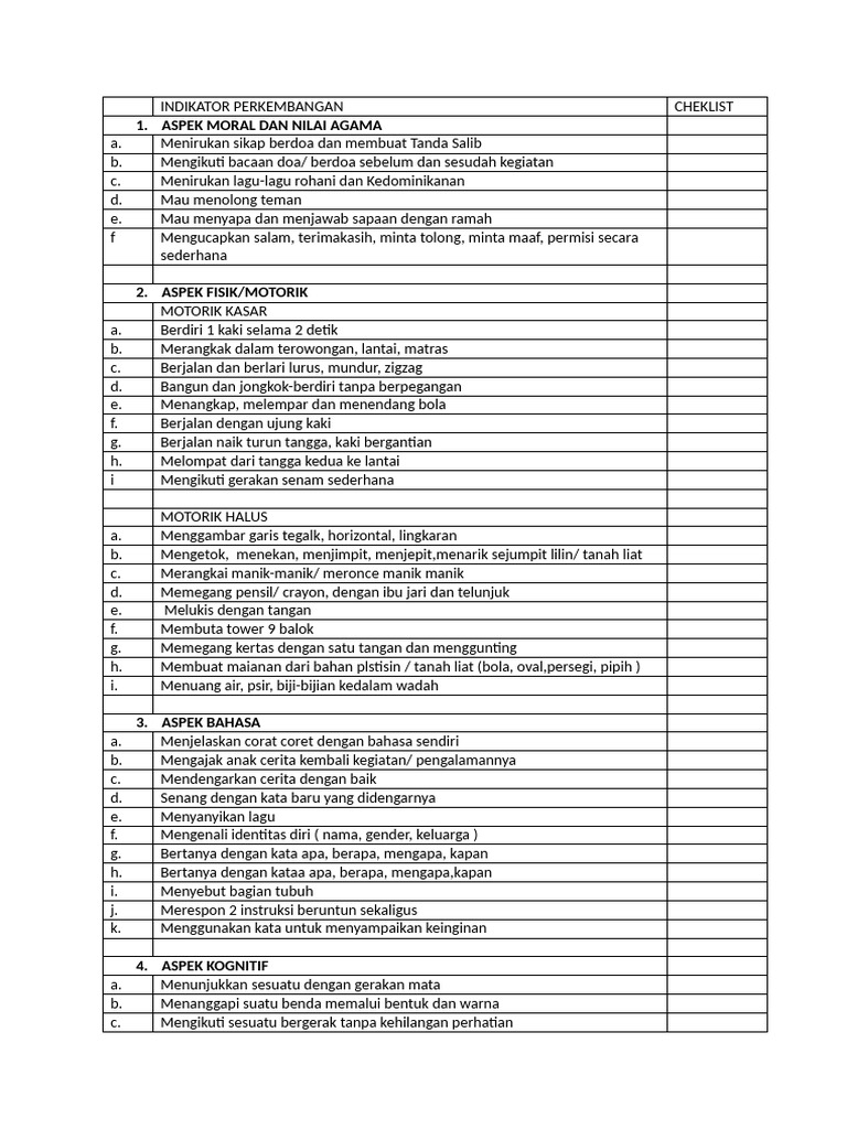 Indikator Perkembangan | PDF
